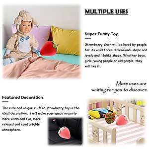 zhidiloveyou Strawberry Plush Red Cute Stuffed Strawberry Toy Fruit Pillow for Kids, 9 inch