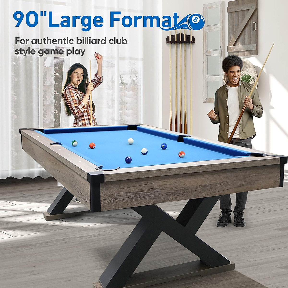 Foosball Table Soccer Arcade Games: Foosball Tables Adult Size for Home, Game Room, Bar - Competition Sized Football Table w/ 2 Balls, 2 Drink Holders