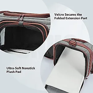 Expandable Cat Carrier, Pet Carrier Airline Approved 2 Sides Expandable Pet Carrier with Removable Fleece Pad, Large Cat Carrier TSA Approved Pet Carrier for Cats Dogs and Small Animals - Grey