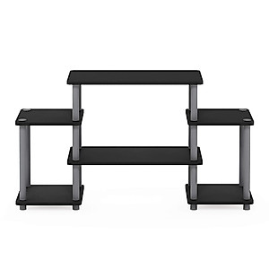 Furinno Turn-N-Tube No Tools Entertainment TV Stands, Black/Grey