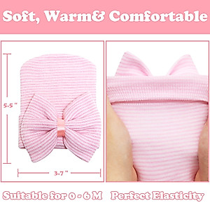 Sarfel Newborn Hats for Girls Hospital Hat Baby Girl Bows and Headbands Infant Beanie Nursery Caps Pink