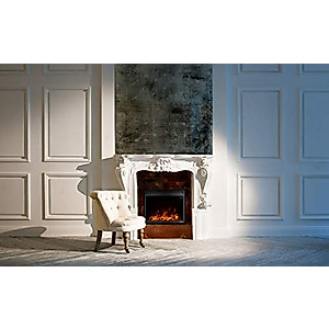 e-Flame USA Edmonton 28-inch Curved LED Electric Fireplace Stove Insert with Remote - 3-D Log and Fire Effect