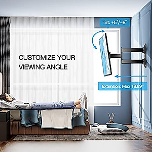 PERLESMITH UL Listed Heavy Duty TV Wall Mount for Most 26-55 inch Flat Curved TVs up to 88lbs with Swivel Tilt & Extension Arm, Full Motion TV Mount Fits OLED 4K TVs, Max VESA 400x400mm, PSMFK12