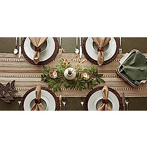 DII Farmhouse Braided Stripe Table Runner Collection, 15x72 (15x77, Fringe Included), Stone