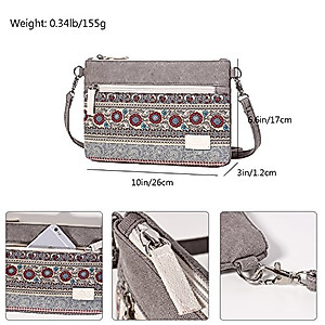 ArcEnCiel Small mini Crossbody Bag Canvas Cell Phone Purse Wallet with Shoulder Strap Handbag for Women Girls (Gray)