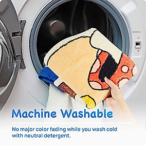 Snack Break | Cute Mashroom Rug for Bathroom, Bedroom and Living Room | Non-Slip Backing | Ultra Soft Machine Washable Microfiber