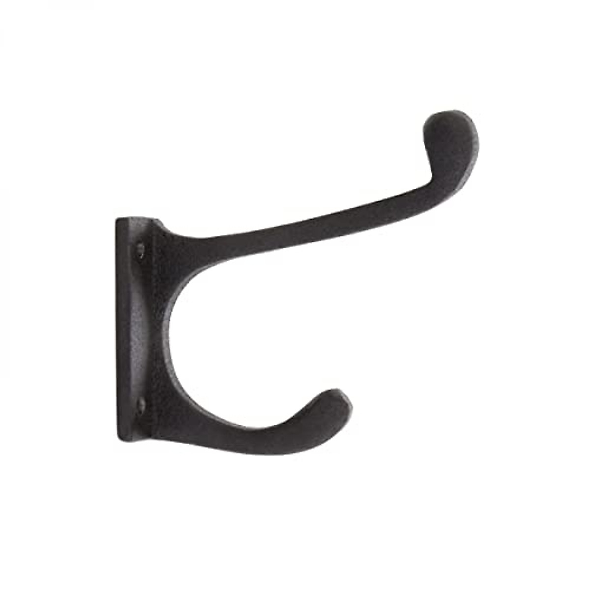 Renovator's Supply Black Wrought Iron Double Coat Robe Hooks 4 Inches Long Rustic Entry Way Hat or Jacket Hanger Wall Mount Including Complete Mounting Hardware Pack of 4