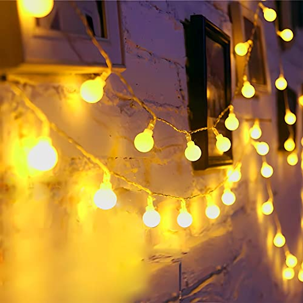 Globe String Lights for Bedroom, Christmas Decoration Ball Lights 33 FT 80 Twinkle LED Battery Operated Fairy Light for Outdoor/Indoor, Classroom, Camping, Bedroom, Party, Garden (Warm White Light)