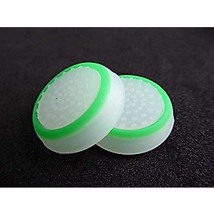 Silicone Thumb Stick Joystick Cap Analog Grip Thumbsticks Cap Cover Case for PS4 PS3 Xbox One Xbox 360 Game Controllers (White-Green)