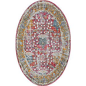 Rugs.com Paragon Collection Rug – 5' x 8' Oval Pink Medium-Pile Rug Perfect for Living Rooms, Large Dining Rooms, Open Floorplans
