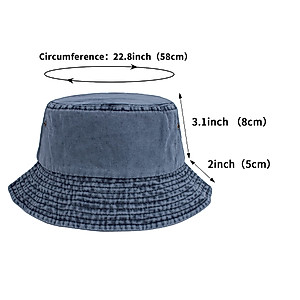 kozinu Washed Cotton Bucket Hats Packable Summer Outdoor Cap Travel Beach Sun Hat Plain Colors for Men Women