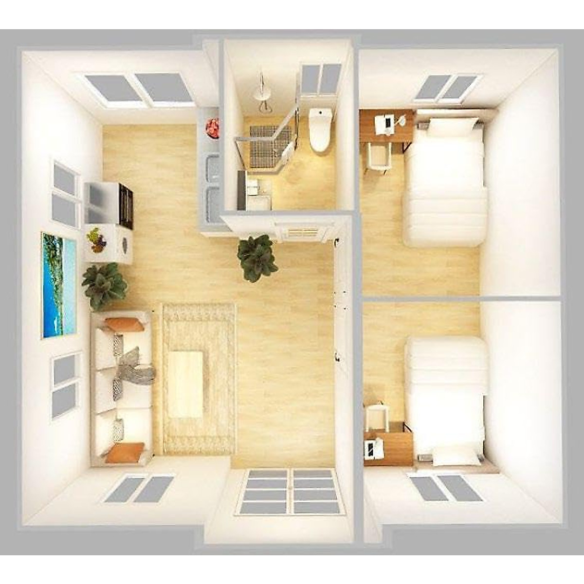 Expandable Prefabricated Container House with Lockable Windows and Doors for Camping, Storage, Outdoor Living (20 Feet), Prefab House for Living, Container House with 2 bedrooms