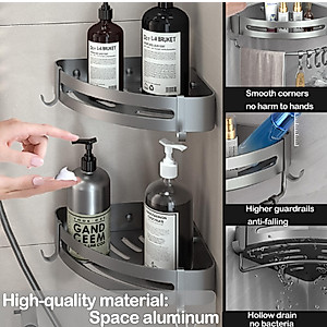 NAJIESUN Adhesive Shower Rack 3-Pack Large Capacity Rust-Proof Stainless Steel Bathroom Storage Rack, Toothpaste Storage Rack No Drilling Shelves (3-Piece Bathroom Storage Rack Set)