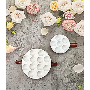 jinsongdafa Ceramic Escargot Plates (2-Pack) 6.22-Inch with Handle Footed Dishes, Oven Safe Holes Set for Home Restaurant Hotel (Brown, 6.22 inch)