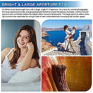 Lightdow 85mm F1.8 Medium Telephoto Manual Focus Full Frame Portrait Lens for Sony Alpha A9 A7R A7S A7 A6500 A6400 A6300 A6000 A5100 A5000 NEX-7 NEX-6 NEX-5T NEX-5R etc