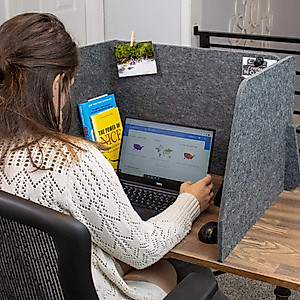 Acoustic Partition - Reduce Noise and Visual Distractions - Sound Absorbing Desk Divider - Desk Privacy Panel - Home Office - Classroom - Remote Learning - Sound Dampening (Gravel Grey)