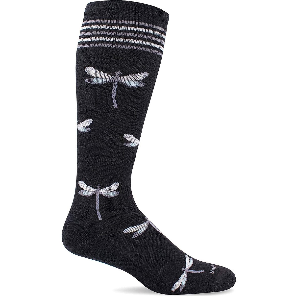 Sockwell Women's Dragonfly Moderate Graduated Compression Sock, Black - M/L