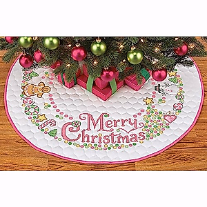 Herrschners Candy Christmas Tree Skirt Stamped Cross-Stitch Kit
