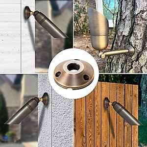 LED Lights Brass Mounting Plate by MIK Solutions Heavy Duty Surface Flush Mount Low Voltage LED Light Outdoor Landscape Lighting Mushroom Security Garden Lights Home Patio Deck Pool