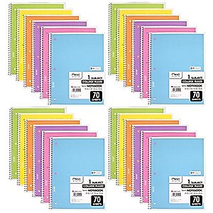 Mead Spiral Notebook, 24 Pack of 1-Subject College Ruled Spiral Bound Notebooks, Pastel Color Cute school Notebooks 70 Pages