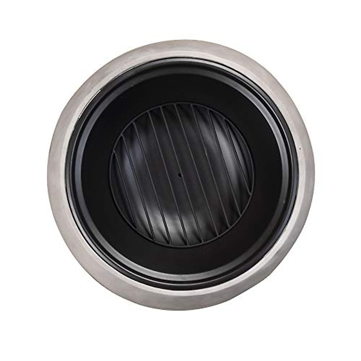 Teamson Home MGO Light Concrete Round Charcoal and Wood Burning Fire Pit for Outdoor Patio Garden Backyard with Spark Screen, Fireplace Poker, Grate, and BBQ Grill, Light Gray