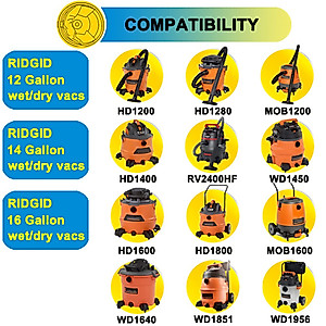 SpaceTent Part # RIDGID VF3502, 5 Pack High Efficiency Replacement Filter Bags for Ridgid 12 to 16 Gallon Wet/Dry Vacs