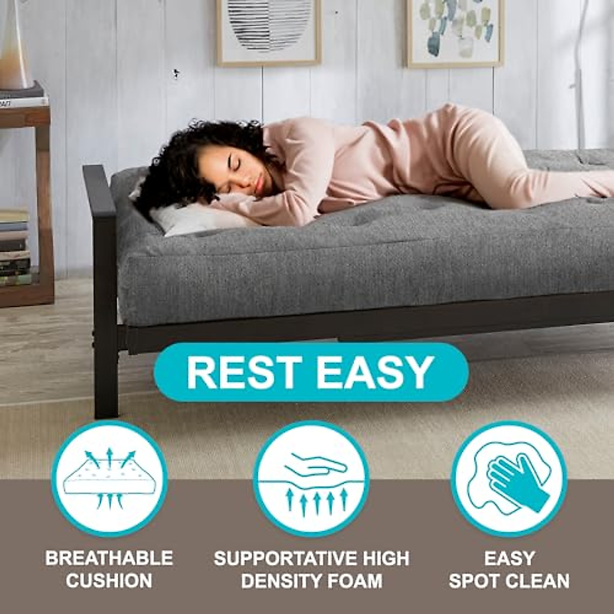 Mozaic Full Size 12-inch Futon Mattress, Polyester, Medium