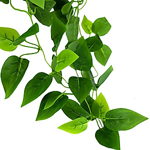 FOLUXING 1 Pack Artificial Hanging Plants, Fake Potted Plant with Black Pot for Home Indoor/Outdoor Office Garden Decor