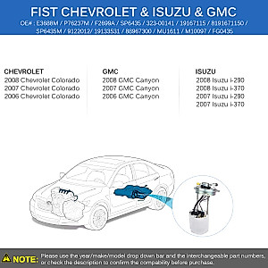 FAERSI Fuel Pump Assembly w/Sensor Replace# E3688M Compatible with 2006 2007 2008 Chevrolet Colorado & 2006-2008 GMC Canyon & 2007 2008 Isuzu i-290 & i-370 2.8L 2.9L 3.5L 3.7L 4-Door/2-Door