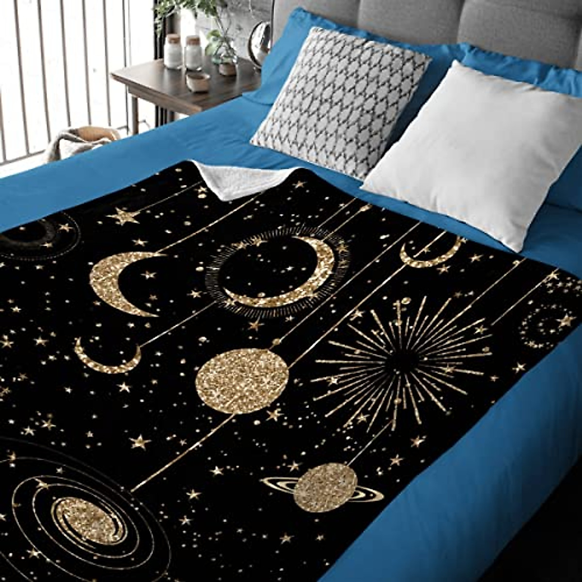 Comforzykets Creativity Art Star Moon Galxy Sun Warm Throw Blankets Super Soft Fluffy Comfortable Flannel Fleece Cozy Plush Blanket for Couch Bed Travel Gifts 40“x30 XSmall for Pets