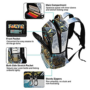 JIPONI Turtle Watercolor Backpack For Girls Boys School Student Bookbag Travel Laptop Backpack Purse Daypack With Chest Strap