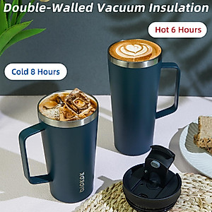 BJPKPK Insulated Tumbler with Handle, 18oz Insulated Tumblers with Lid and Straw, Stainless Steel Metal Water Bottles, Coffee Travel Mugs, Cups, Charming Black Red