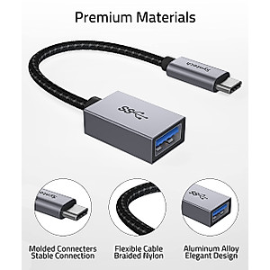 Syntech USB C to USB Adapter, 2 Pack USB C to USB3 Adapter,Thunderbolt 3 to USB Female Adapter OTG Cable Compatible with iPhone 16/15 Pro Max, iPad Air 2020, MacBook Pro, Air and More Space Gray