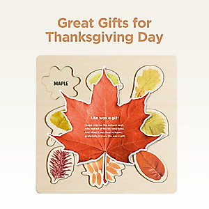 Asweets Leaf Wooden Jigsaw Puzzles Educational Learning Leaf Puzzle Montessori Toy Boys Girls Birthday Gift Colorful Shape for Thanksgiving Day