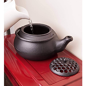 Honeycomb Top Wood Stove Steamer| Solid Cast Iron| Matte Black Finish| Rust Resistant| Decorative Functional Alternative to Electric Humidifiers| 3 QT Capacity| 11.25" L x 8.5" W x 4.25" H