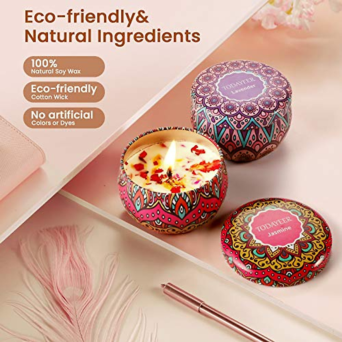 TODAYEER Gifts for Women Christmas - Grandma Gifts - Birthday Gifts for Women - Funny Wine Tumblers Rose Gold and Candles 2 Pack and Bath Loofah XL Bath Set - Mom Sister Friends Grandma Gifts