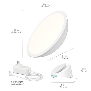 Verilux HappyLight Halo - Cordless LED Light Therapy Lamp with a 360° Magnetic Base & Rechargeable Battery for Portable, UV-Free, Full Spectrum 10,000 LUX Light with Adjustable Brightness and Color