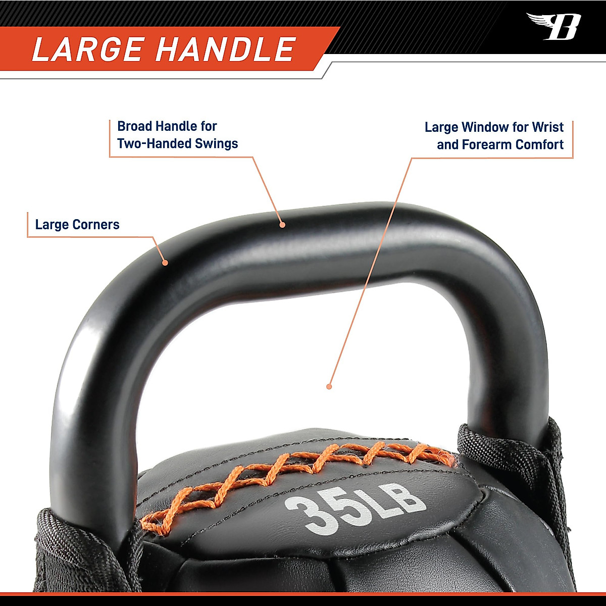 Bionic Body Soft Kettlebell with Handle for Weightlifting, Conditioning, Strength and core Training 35lb BBKB-35