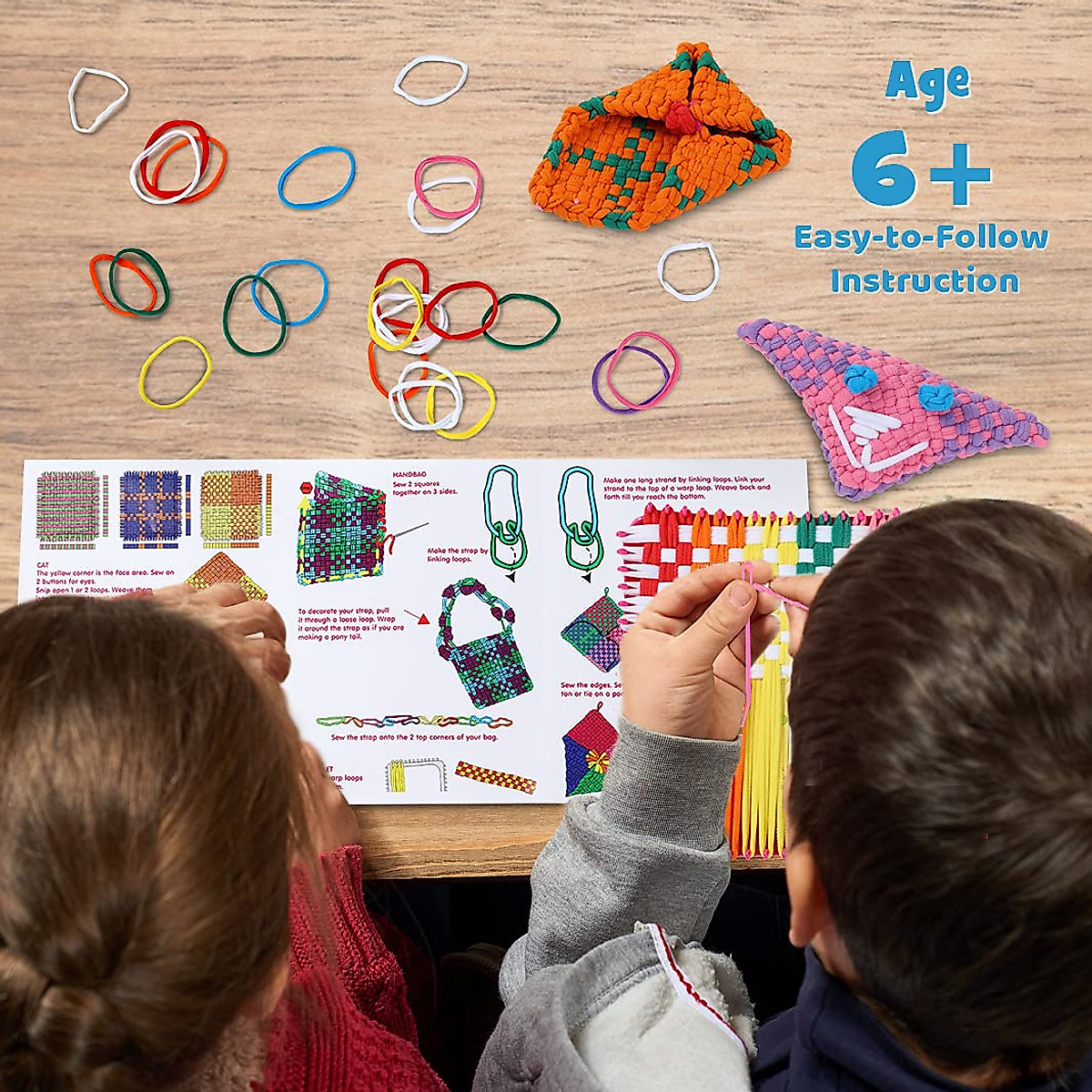 BUILPLAY Weaving Loom for Kids, Makes 7 Potholders, 288 Loops in 8 Colors, Craft Kits for Girls Age 6+