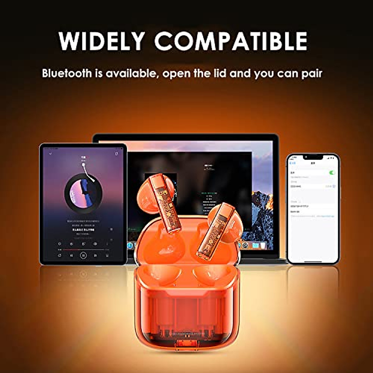 True Wireless Earbuds Bluetooth in Ear Headphones for iPhone Android Transparent Blue Tooth 5.3 Ear Buds Deep Bass TWS Wireless Earphones with Microphone Cordless Earbud with Charging Case Green