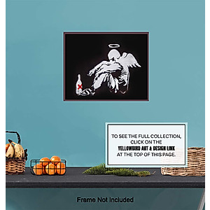 Banksy Fallen Angel Wall Art Poster Print - 8x10 Urban Graffiti Street Art Room Decor, Home Decoration - Cool Gift