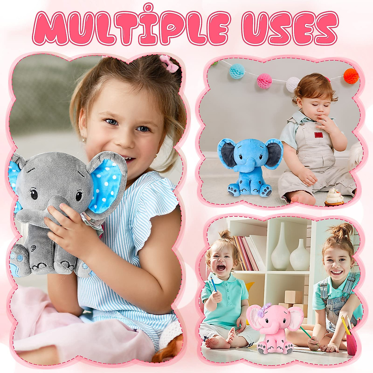 Harrycle 6 Pcs Operation Christmas Plush Elephant Stuffed Animal Toys 6 Inch Cute Soft Forest Elephant Animals for Baby Shower Christian Birthday Party(Multicolor)