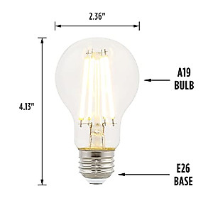 Westinghouse Lighting 5167200 8 Watt (75 Watt Equivalent) A19 Dimmable Clear Filament LED Light Bulb, Medium Base