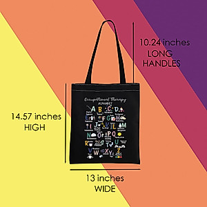 MNIGIU Occupational Therapy Tote Bag Occupational Therapist Gift Thank You Gift OT Handbag OT Graduation Gift (Black)