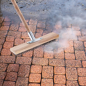 2 Wire Broom Head - 11.81inch Broom Head for Indoor and Outdoor - Heavy Duty Scrubbing and Sweeping | Stiff Metal Bristle Deck Scrub Brush for Heavy Duty Removal Moss & Algae On Patio