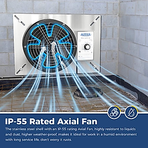 ALORAIR Stainless Steel Crawl Space Vent Fan, 540 CFM Air Out Ventilation Fan with Humidistat Dehumidistat, IP55 Rated Exhaust Fan with Isolation Mesh for Crawlspace Foundation Basements Garage Attic