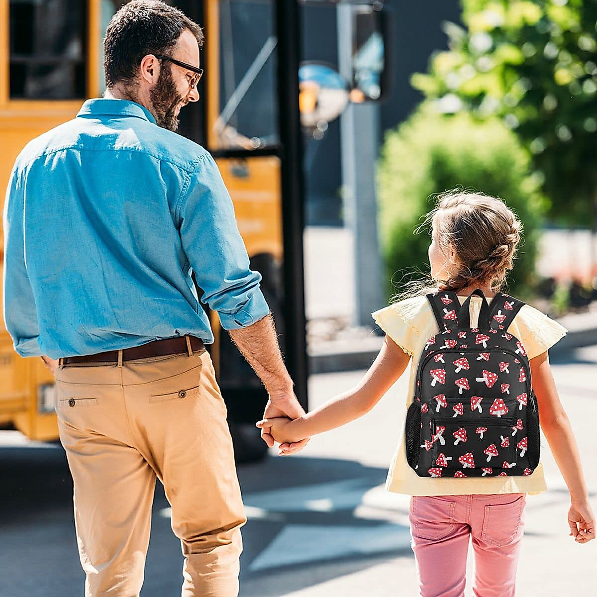 Fisyme Toddler Backpack Forest Mushrooms School Bag Kids Backpacks for Kindergarten Preschool Nursery Girls Boys, M