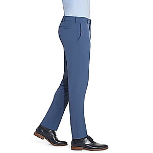 Van Heusen Men's Stain Shield Stretch Slim Fit Flat Front Dress Pant, Blueberry Dust, 30W x 32L