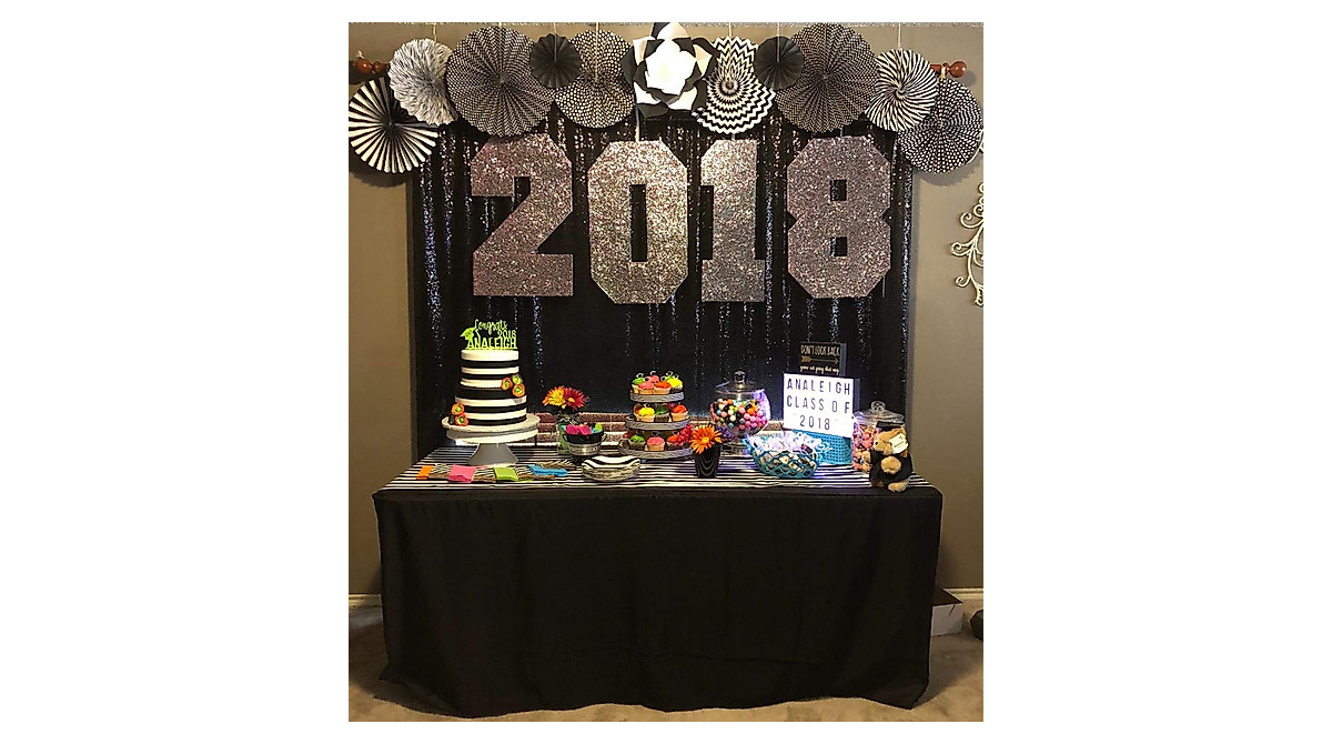 Black Sequin Backdrop 6x8 FT | Wedding, Party & Photo Booth