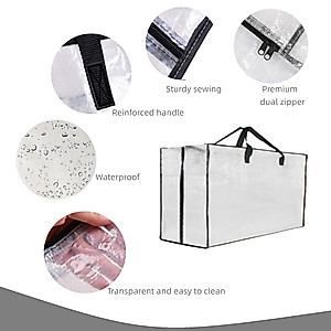 Heavy Duty Moving Bags, Extra Large Clear Storage Bags with Zipper and Handles, Moving Boxes & Storage Bins Alternative, Packing Supplies, Moving Supplies for Dorm Room Essentials